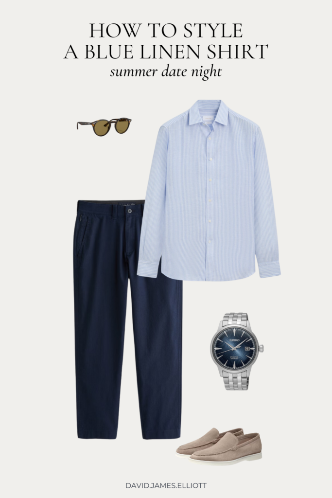 5 Ways to Style a Blue Linen Shirt for Summer - davidelliottstyle.com